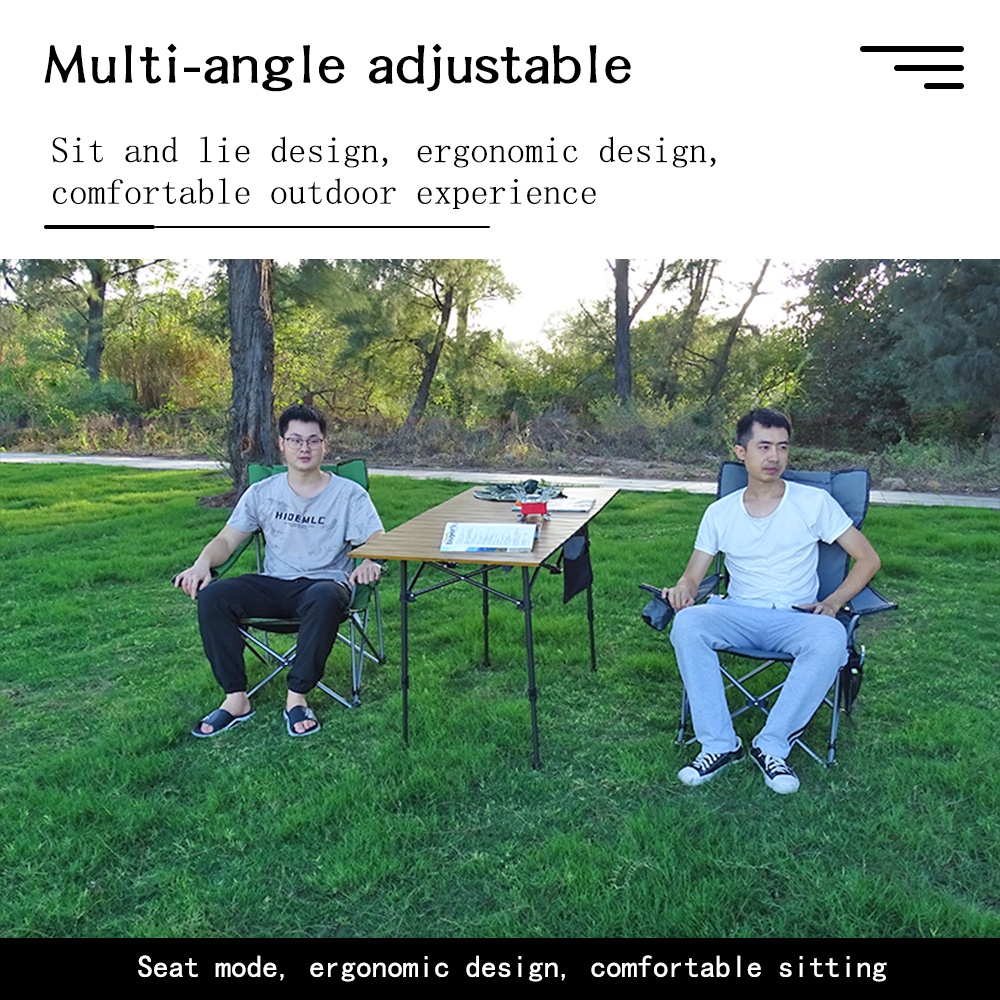 Foldable Chair Bed with Arm Rests Camping Deck Chair Outdoor Beach ...
