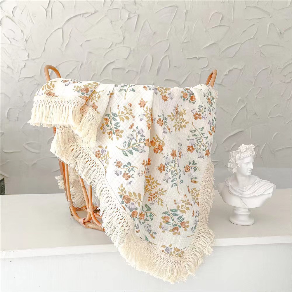100x120cm Baby cotton blanket Newborn Tassel Lace blanket Infant ...