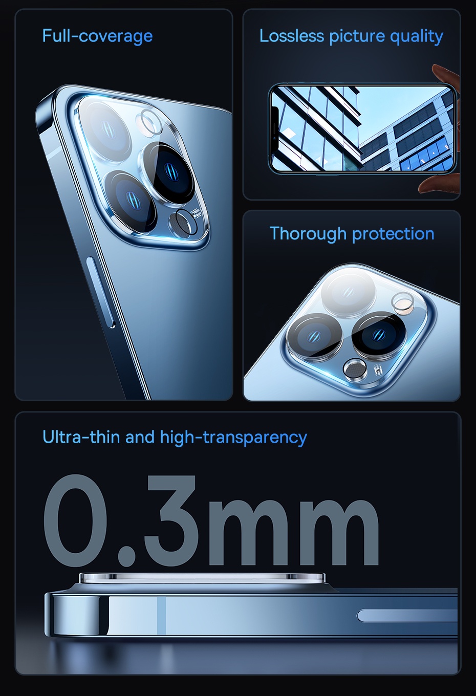 Baseus Back Camera Lens Tempered Glass Protector For iPhone 14 Pro Max ...