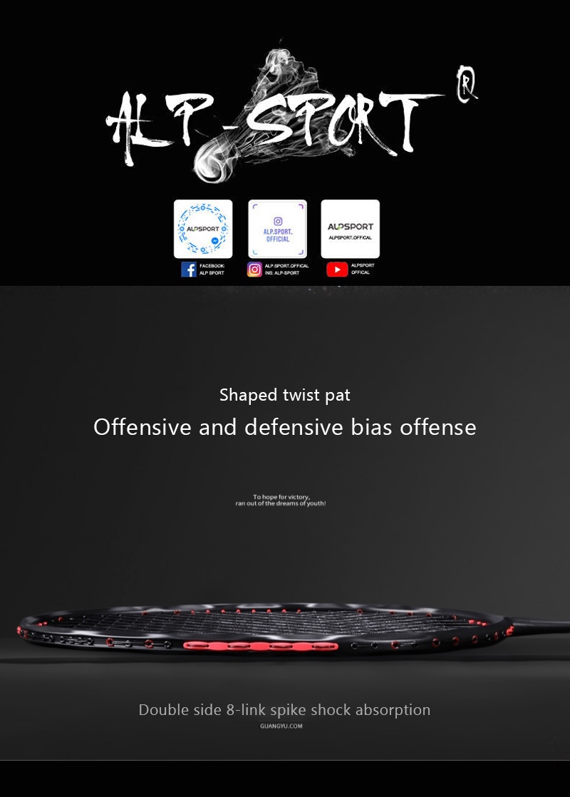 ALP MH-V5 Wave Shape Badminton Racket Black 5U 75g 30Lbs 100% Full ...
