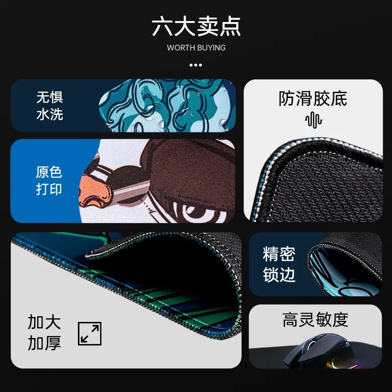 Genshin Impact Mouse Pad Lockrand Non-slip HD Keyboard Pad Zhongli Klee ...