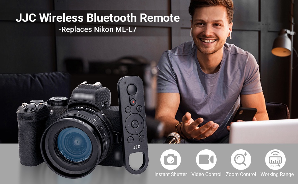 JJC Bluetooth Remote Control Wireless Shutter Release for Camera Nikon Zf Zfc Z30 Z50 Z5II Z5 ...