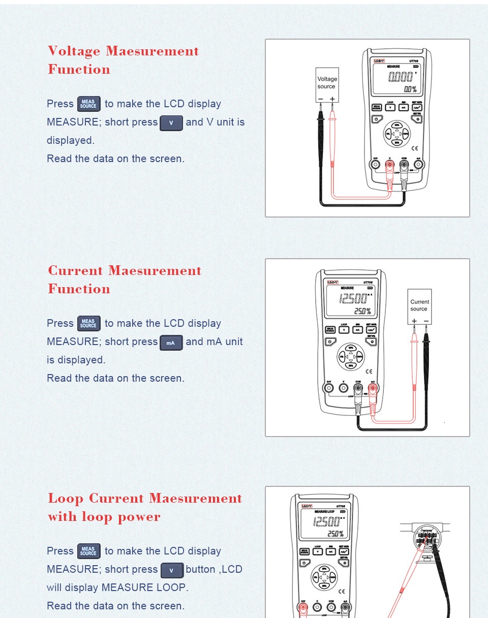 UNI-T UT705 Handheld loop Calibrator for loop calibration and repair variable current/DC Voltage ...