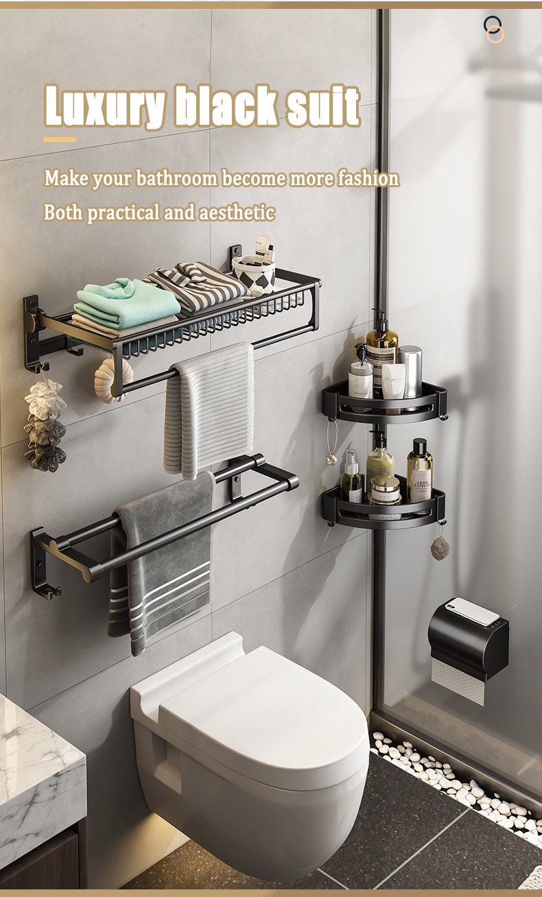 [MY Stock] Rak Bilik Air Bathroom Rack Towel Rack Toilet Storage Wall ...