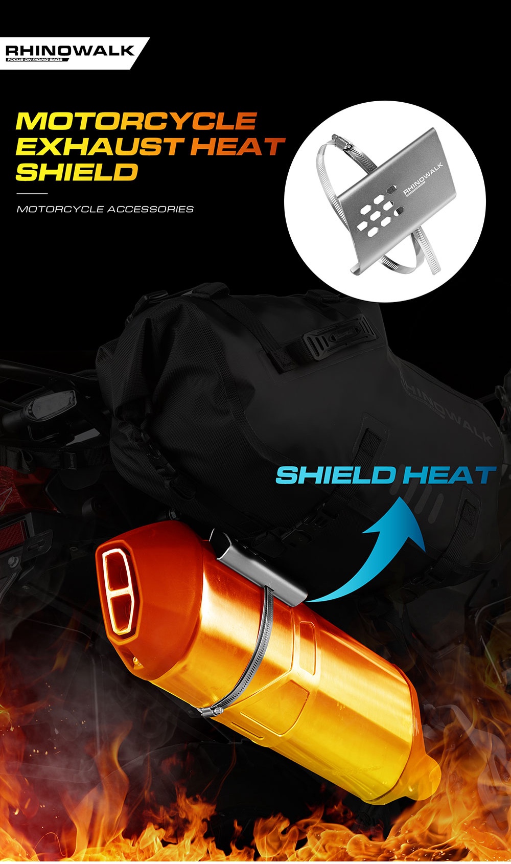 Rhinowalk Waterproof Motorcycle Side Bag EXHAUST HEAT SHIELD | Shopee ...