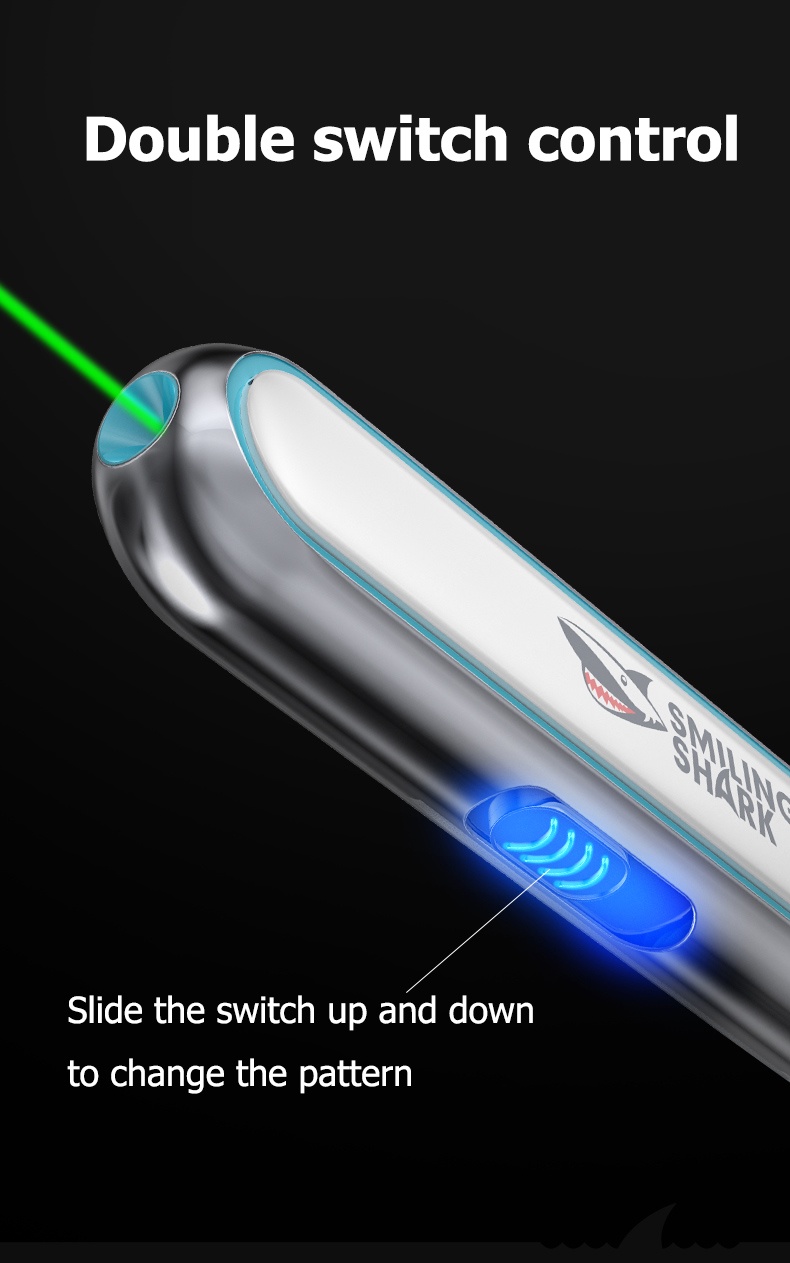 SmilingShark LS308 Green Laser Pointer USB rechargeable laser light COB laser pen Flashlight for ...
