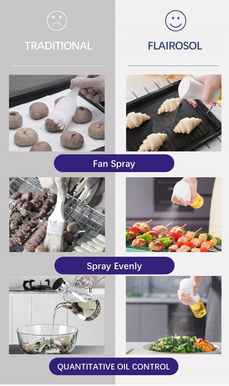 FLAIROSOL Oil Spray Bottle Ultra-Fine Atomization Oil Spray Bottle for ...