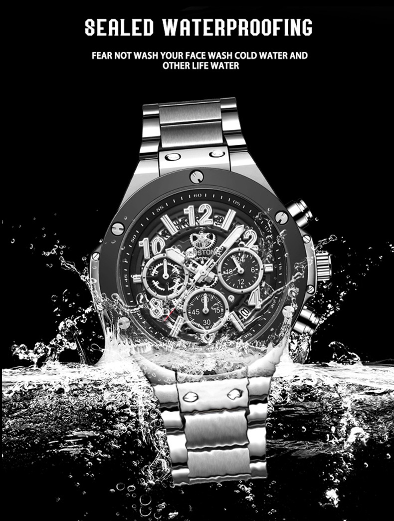 SENSTONE Jam Tangan Lelaki Original Waterproof Stainless Steel Strap ...