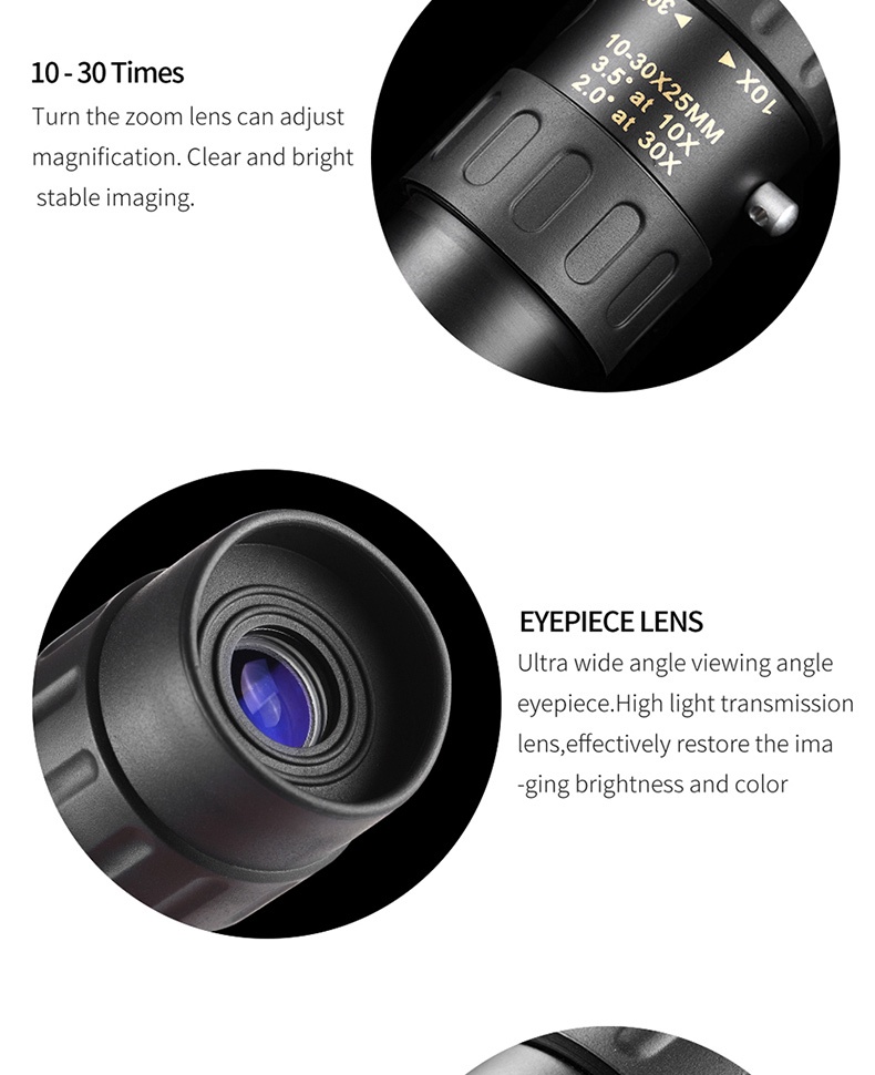 Nikula Mini Lightweight Binoculars 10-30X25 Zoom Monoculars Optics ...