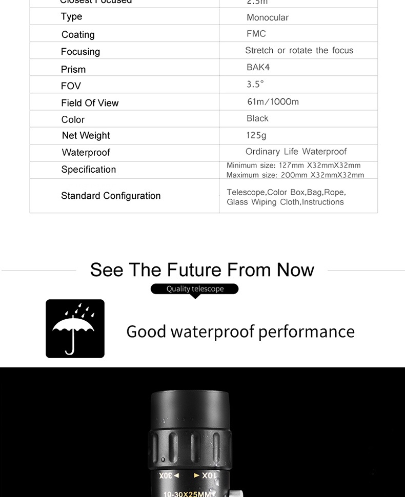 Nikula Mini Lightweight Binoculars 10-30X25 Zoom Monoculars Optics ...