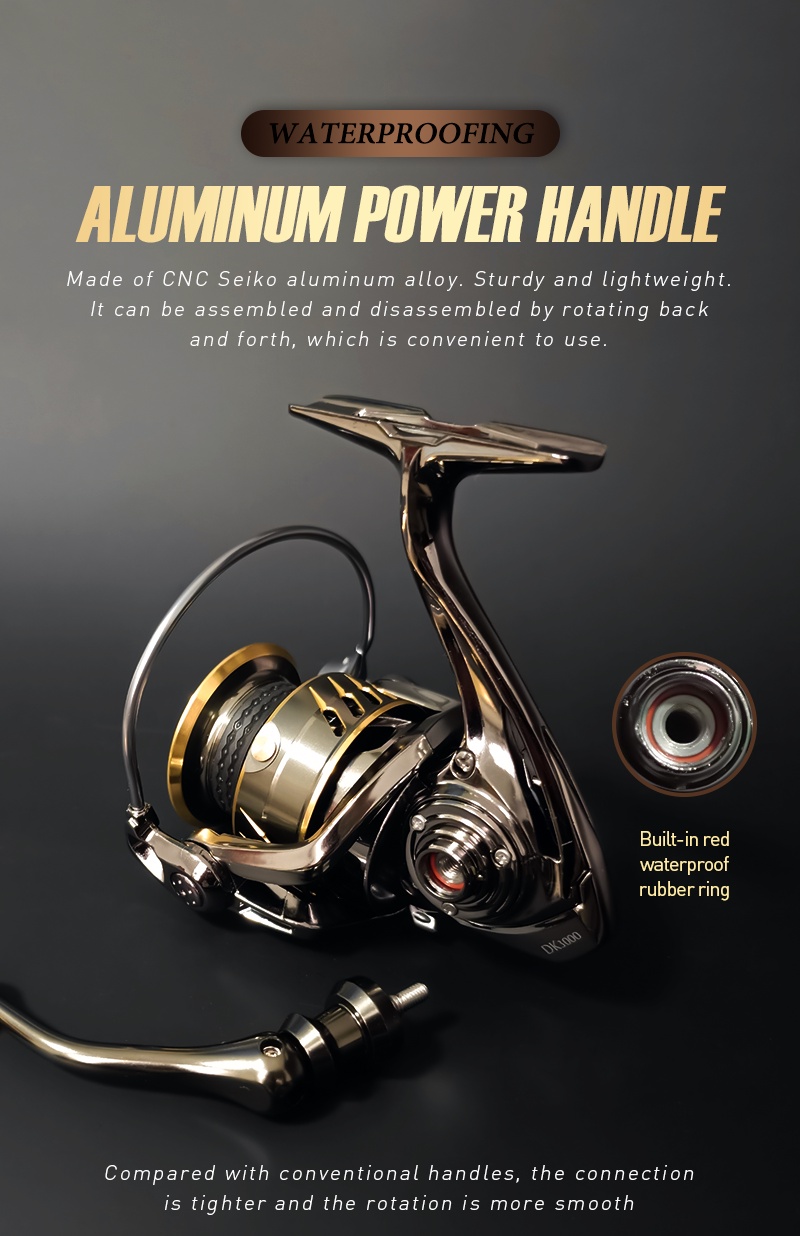 SEASIR Dark Knight Power Handle Ultra Light All Metal Spinning Fishing Reel 1000-6000 Series 7 ...