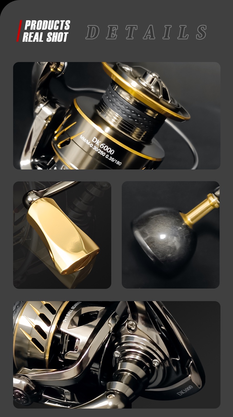 SEASIR Dark Knight Power Handle Ultra Light All Metal Spinning Fishing Reel 1000-6000 Series 7 ...