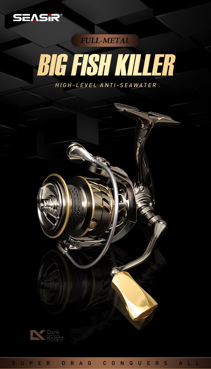 SEASIR Dark Knight Power Handle Ultra Light All Metal Spinning Fishing Reel 1000-6000 Series 7 ...