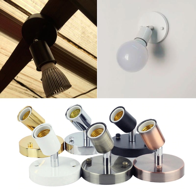 Retro E27 Edison Lamp Holder Vintage Industrial Wall Lamp 180 Degree ...