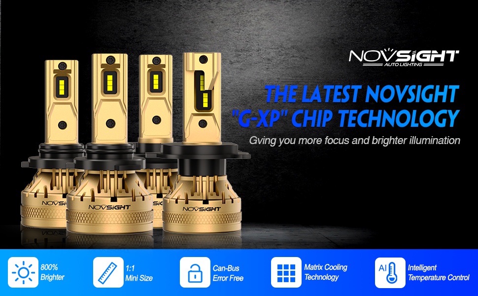 Novsight N37Y 3000K yellow light Car H11 LED Headlight H4 9005 9006 H7 ...