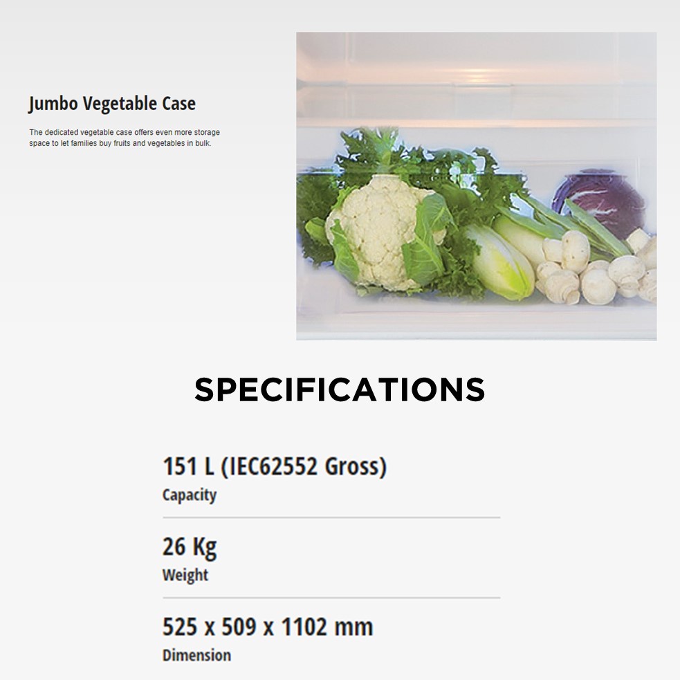 PANASONIC Refrigerator NR-AF166S 155L 1 Door NR-AF166SSMY Single Door ...