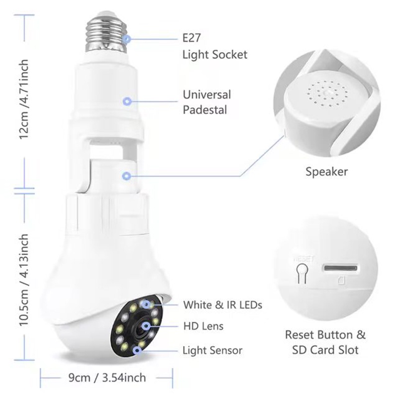 V380 Pro CCTV Wireless CCTV Bulb CCTV WIFI CCTV Fish eye Camera Bulb Camera Lampu CCTV 360 ...