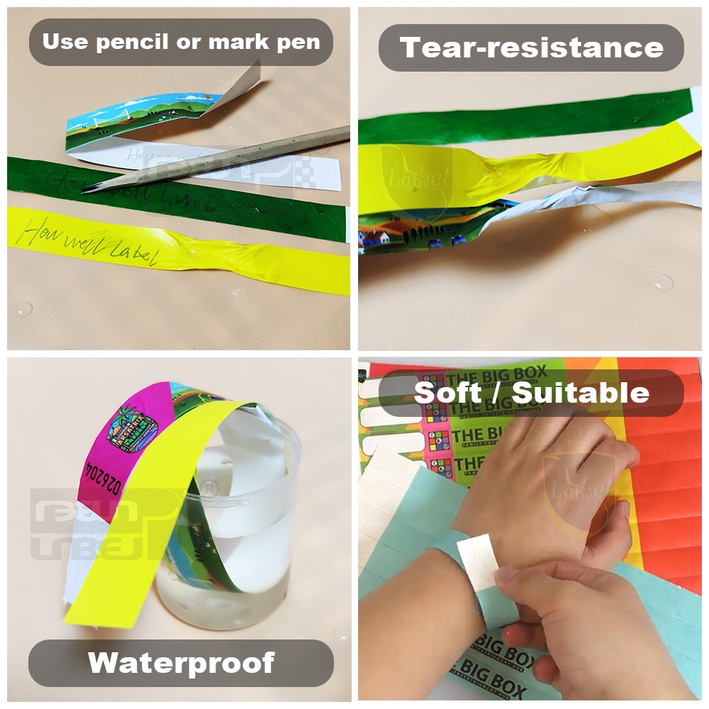 100pcs disposable wristband sticker, tyvek events sticker party hand ...