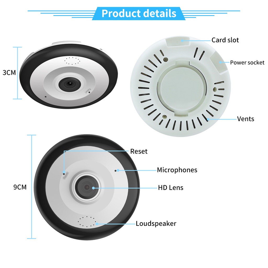 V380 Pro CCTV WIFI CCTV Fish eye Camera Wireless CCTV Hidden Camera Spy Camera WIFI CCTV Baby ...