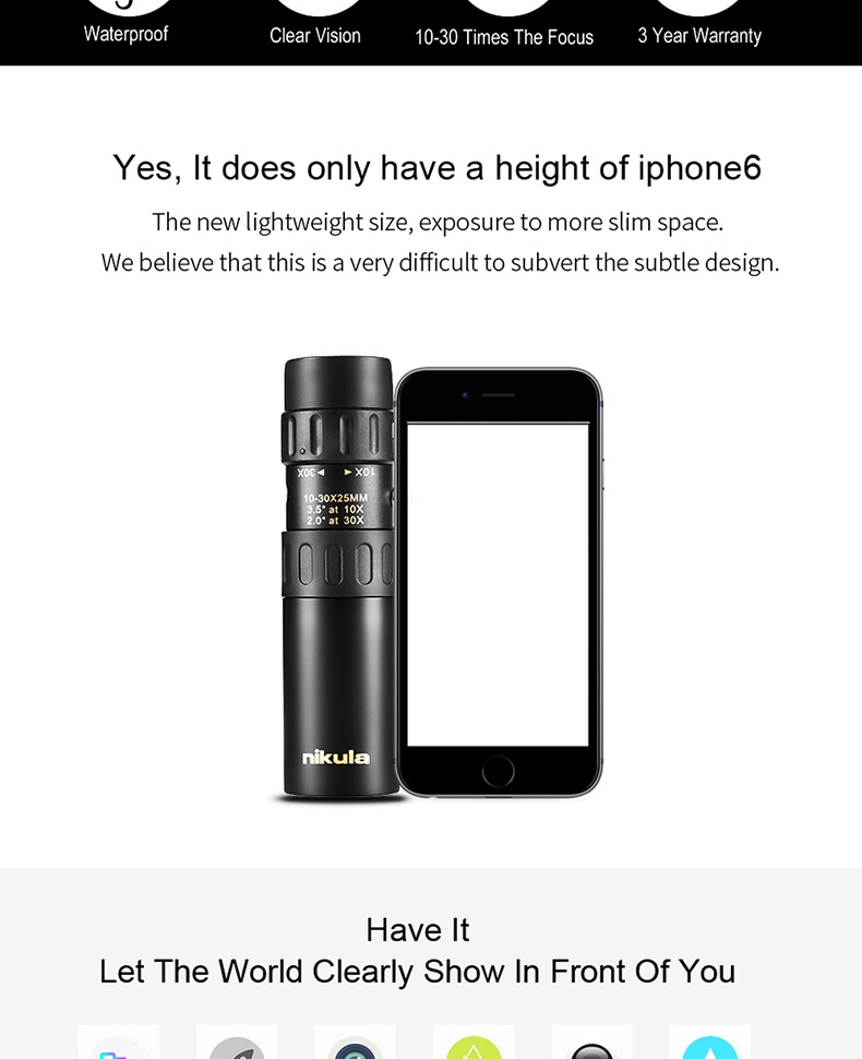 Nikula Mini Lightweight Binoculars 10-30X25 Zoom Monoculars Optics ...