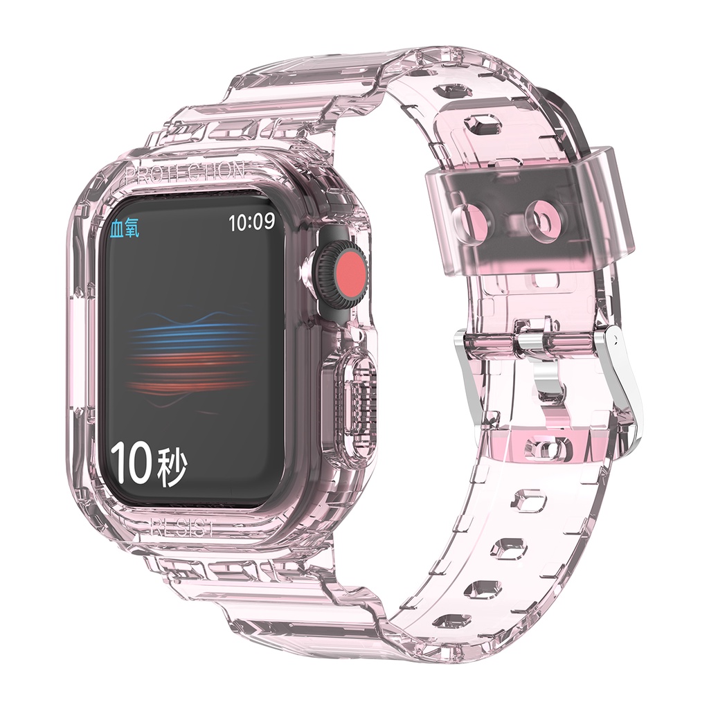 2 in 1 Glitter Women Clear Plastic Bands For iwatch series 9 8 7 6 SE 5 ...