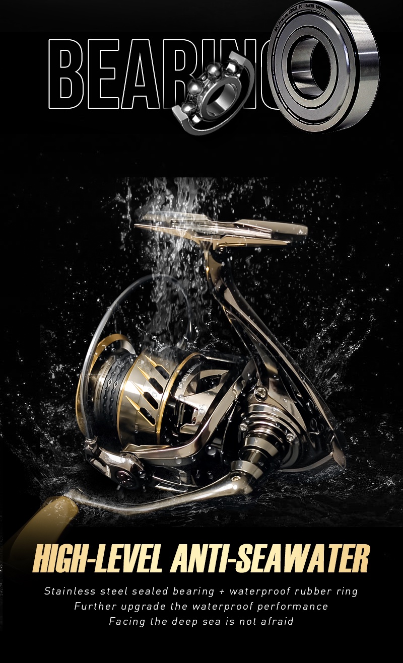 SEASIR Dark Knight Power Handle Ultra Light All Metal Spinning Fishing Reel 1000-6000 Series 7 ...