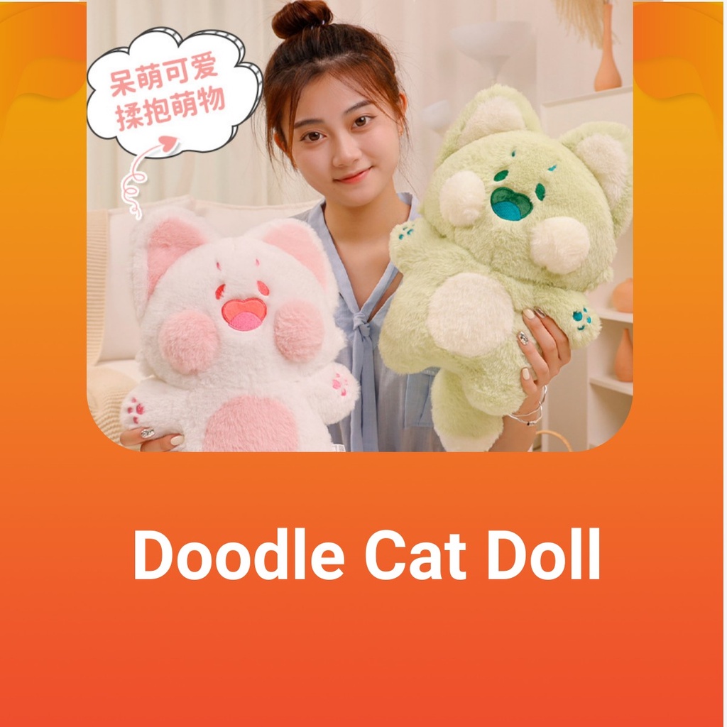 Doodle Cat Plushie Kucing Stuffed Toy Doll New Style Cute Doll Fluffy ...