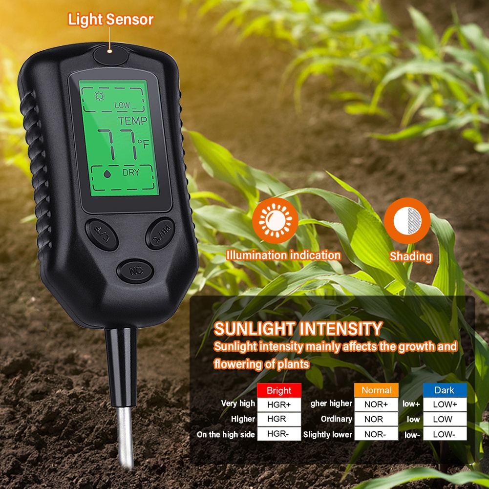 4-in-1 Soil Meter PH/Moisture/Sunlight/Temperature Humidometer Acidity ...