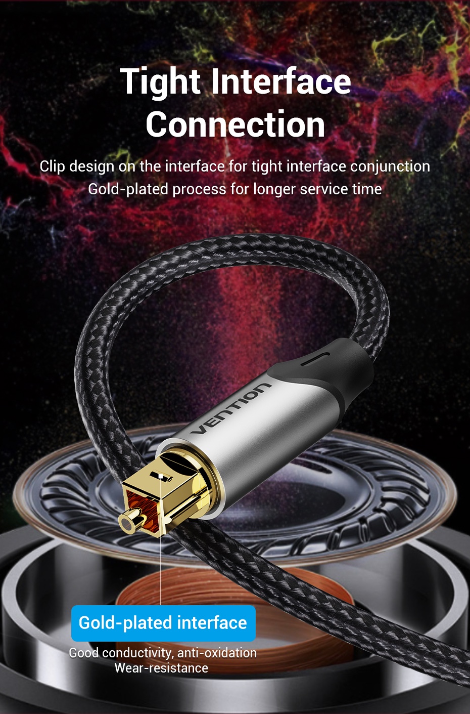 Vention Optical Fiber Audio Cable 5.1 S/PDIF Toslink PVC cotton mesh ...