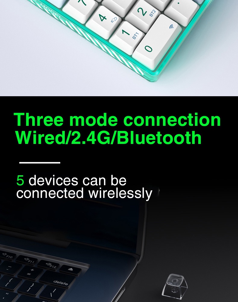 AULA F21 Mini Digital Hotswappable Mechanical Keyboard 21 Key Bluetooth ...