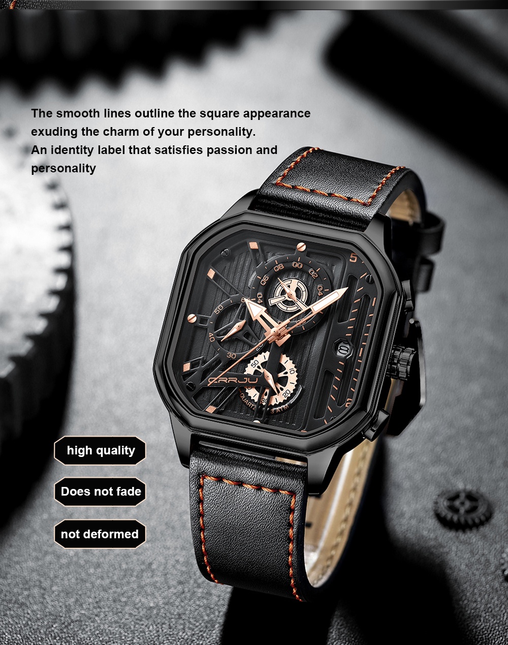 CRRJU Jam Tangan Lelaki Men Watch Top Brand Luxury Military Leather ...
