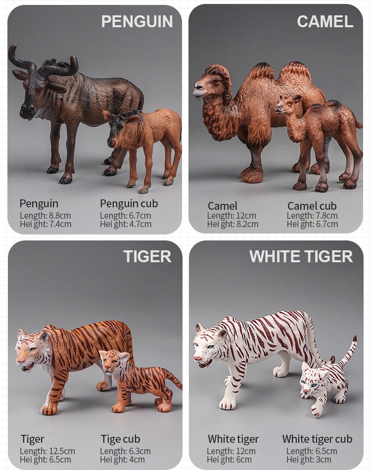 Solid Simulation Wild Animals Models Set Elephant Giraffe Zebra Lion ...