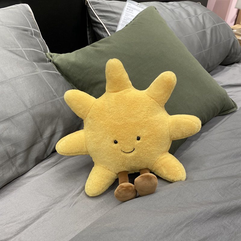 Adorable Smile Face White Moon Yellow Sun Plushie Stuffed Cute Cartoon ...