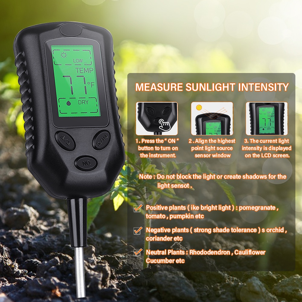 4-in-1 Soil Meter PH/Moisture/Sunlight/Temperature Humidometer Acidity ...