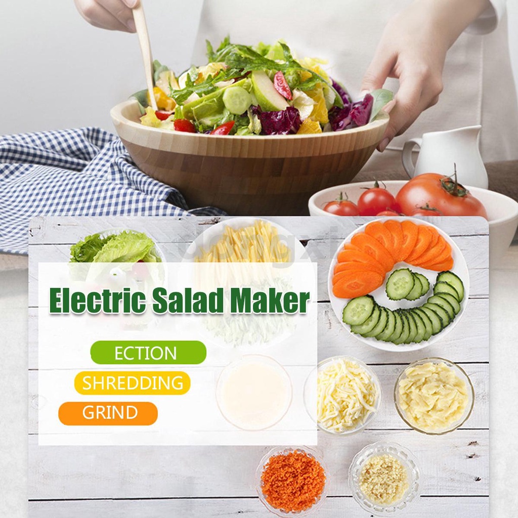 6 IN 1 Electric Salad Maker Slicer Fruit Cutter Vegetable Grater ...