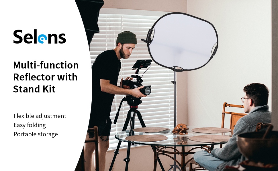 Selens Light Reflector Stand Kit 60x90cm 5-in-1 Collapsible Multi-Disc ...