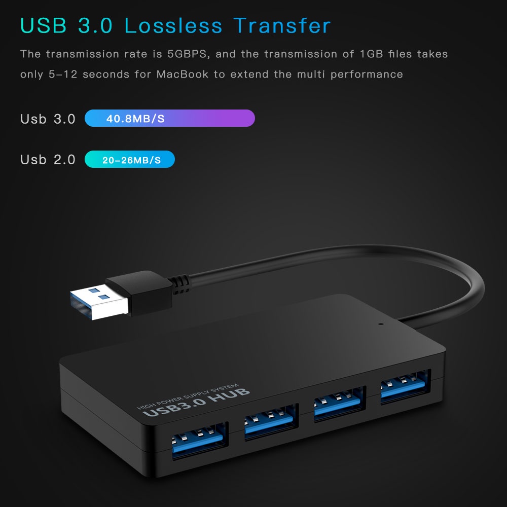 Usb Hub USB 3.0 Hub External 4 Ports Adapter USB Splitter USB Expander ...
