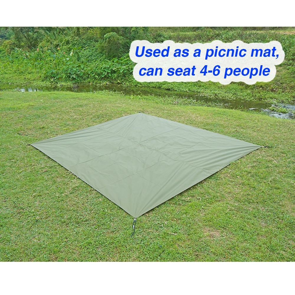 2.2x2.2m Camping Mat Tactical Awning Mat Army Green Tent Tarp ...