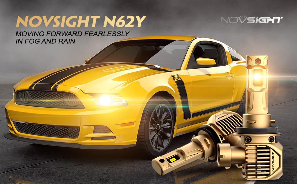 Novsight New Arrival N62Y 3000K yellow light Car H11 LED Headlight H4 ...