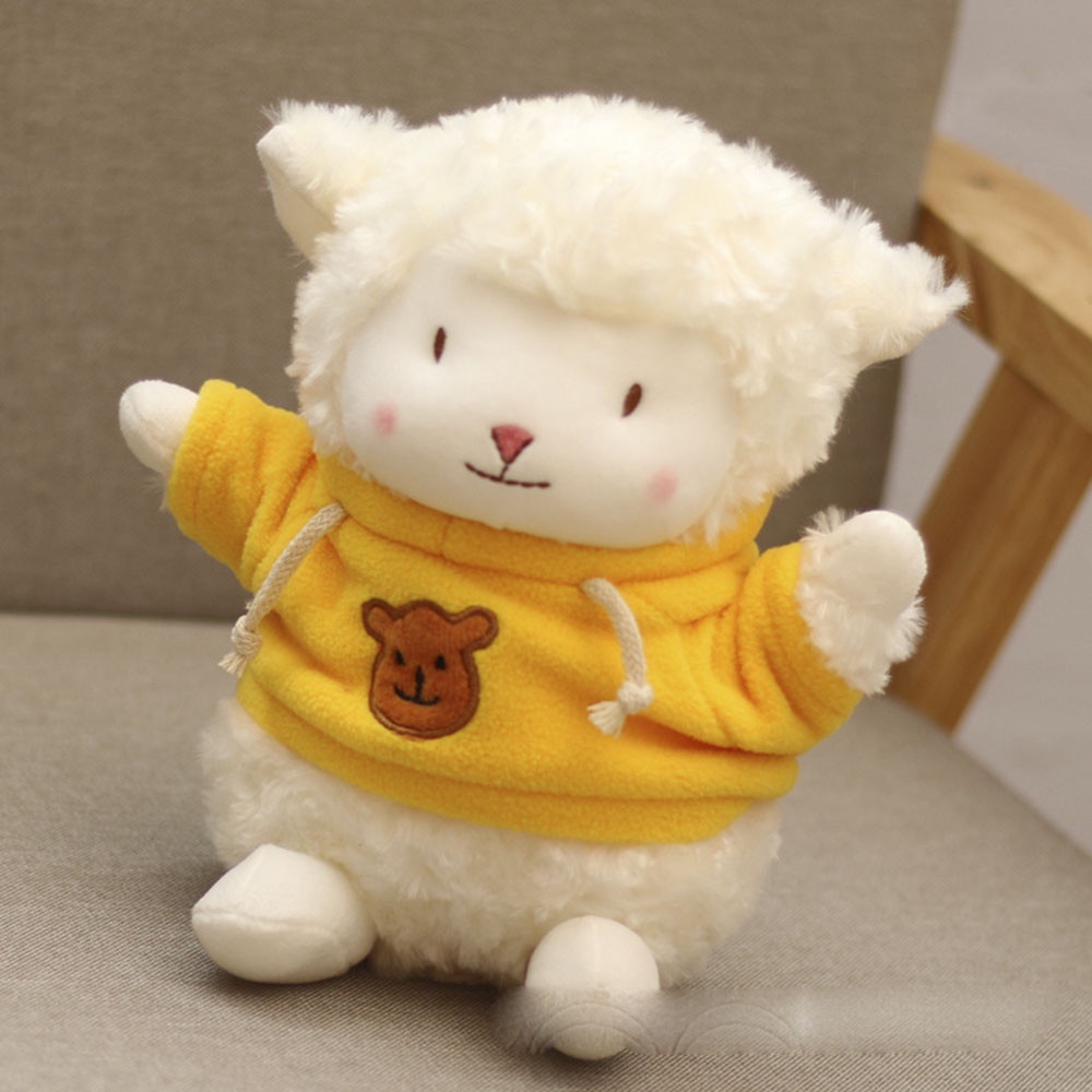Xj Cartoon Cute White Lamb Stuffed Toys Cotton Super Soft Wool Sheep