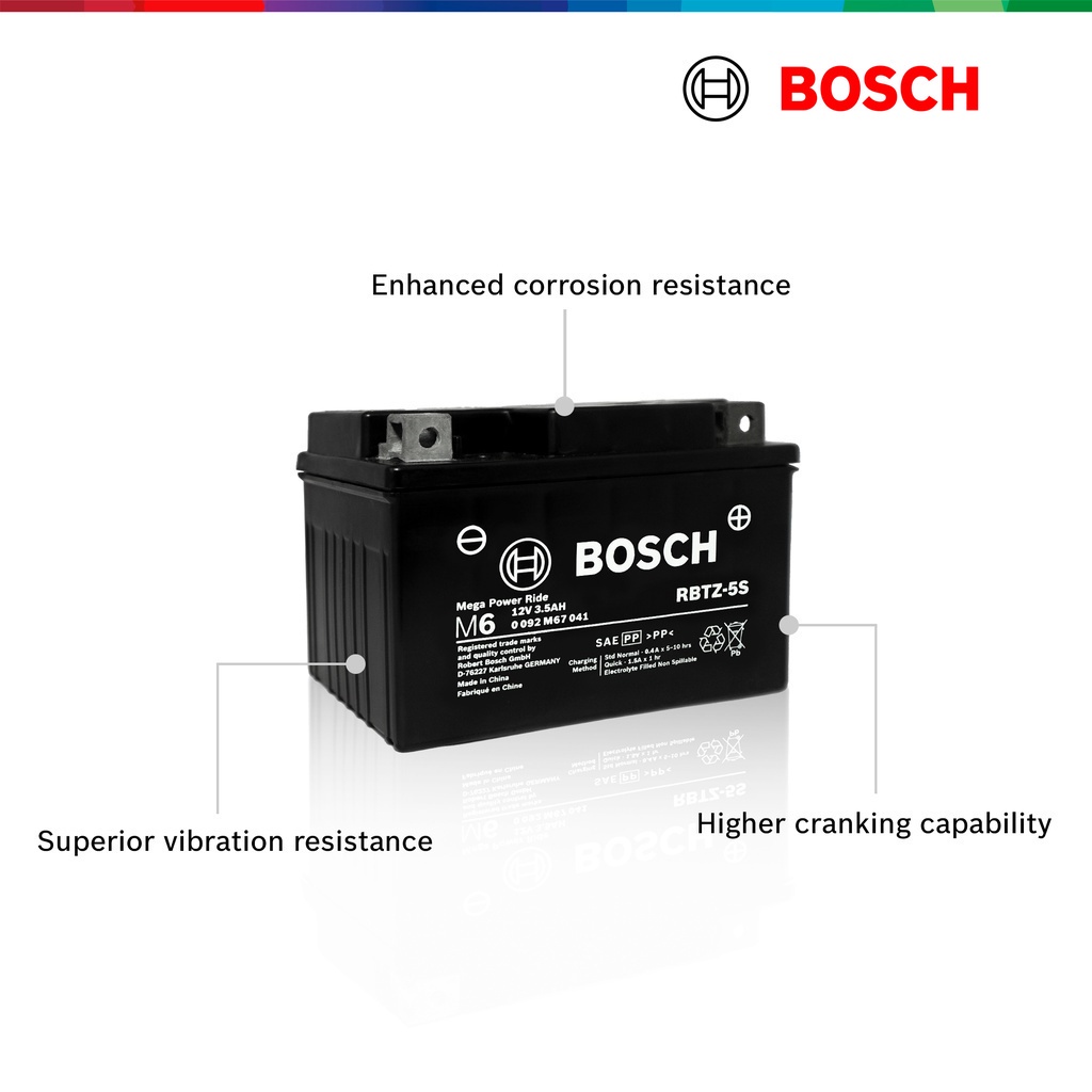 Bosch M6 Mega Power Ride RBTZ-5S YTZ5S AGM VRLA Battery EX5 / EGO-LC ...