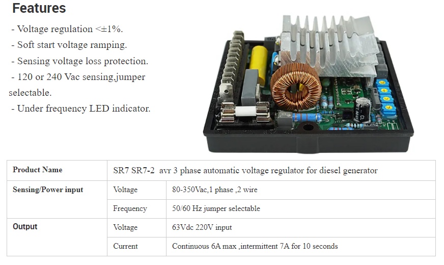 SR7-2G Brushless Generator Automatic Voltage Regulator Me Audi AVR ...