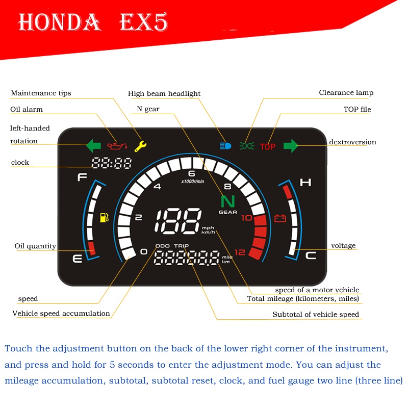 2023 newONDA EX5 LCD Digital Meter Second Generation Meter Digital Electronic Speed Meter For ...