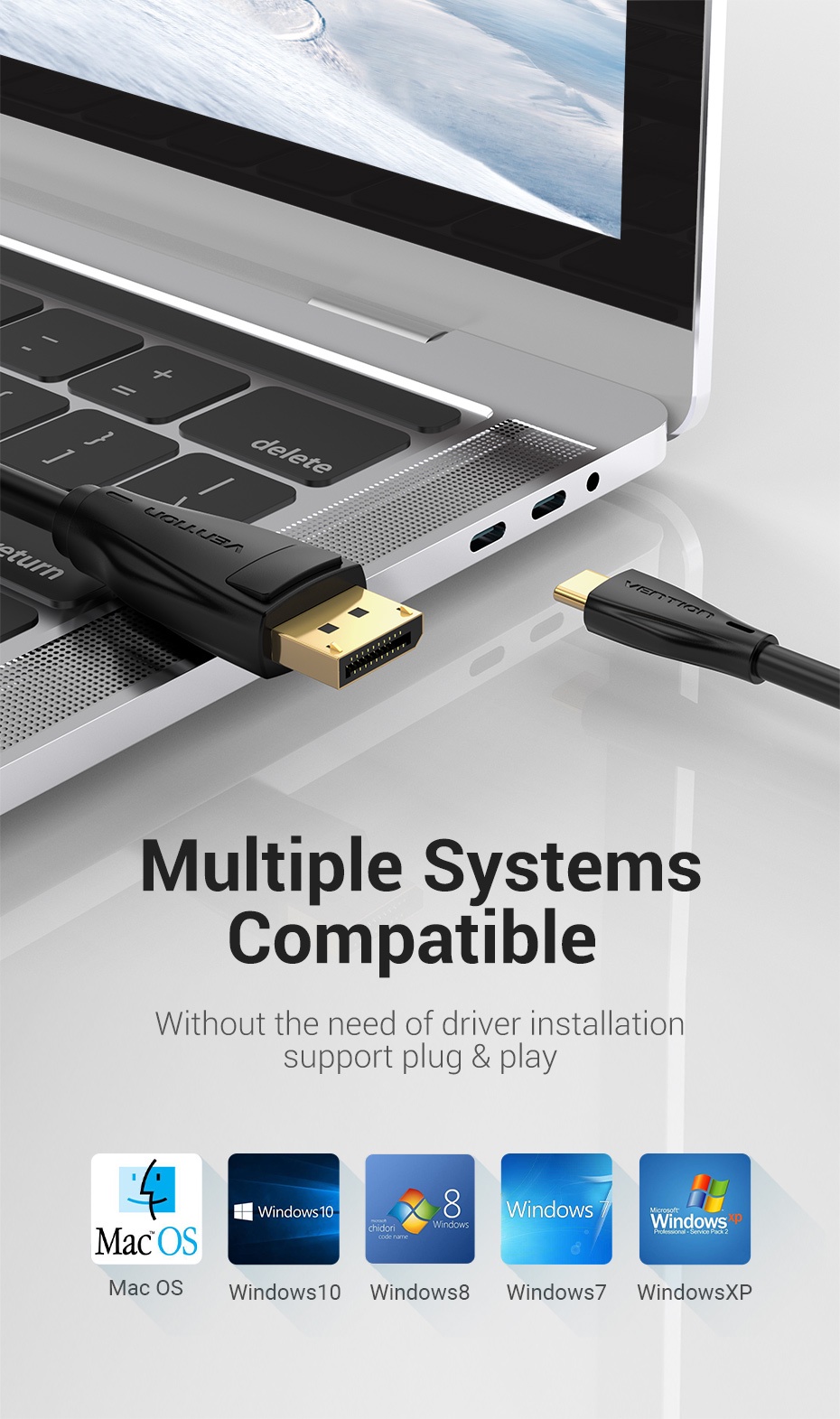 Vention USB C to DP Converter 8K 60Hz USB C to Diaplay Port Cable for ...