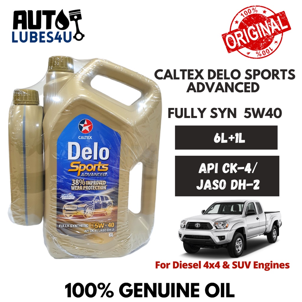 Caltex Delo Sports Advanced Fully Synthetic 5W40 6L+1L (FOC Glass Lunch ...