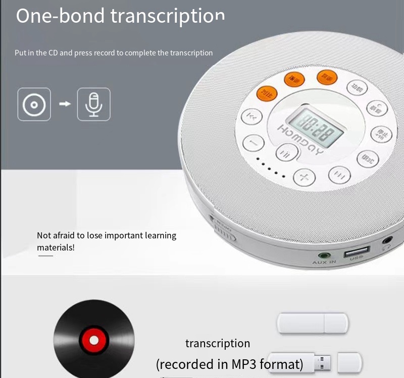 Portable Home CD Player Bluetooth Walkman Students English Learning To ...