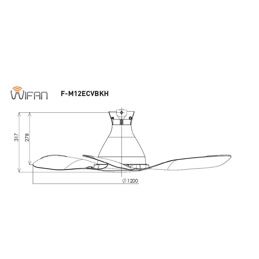 PANASONIC 48 Inch Ceiling Fan WIFAN WIFI F-M12EC 3-BLADE F-M12ECVBKH ...