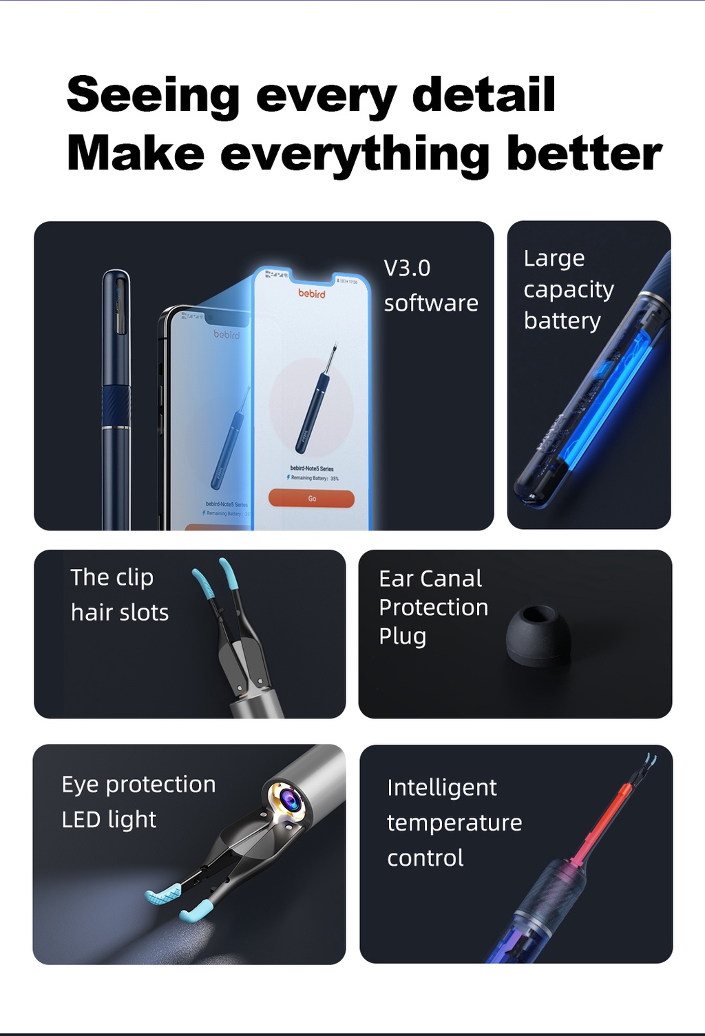 Bebird Note 5 Pro Max Ultimate Version 10 Megapixel Endoscope Visual ...