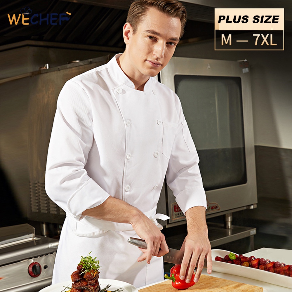 🔥🇲🇾MALAYSIA READY STOCK🔥M-7XL Plus Size Chef Uniform Baju Jacket Shirt ...