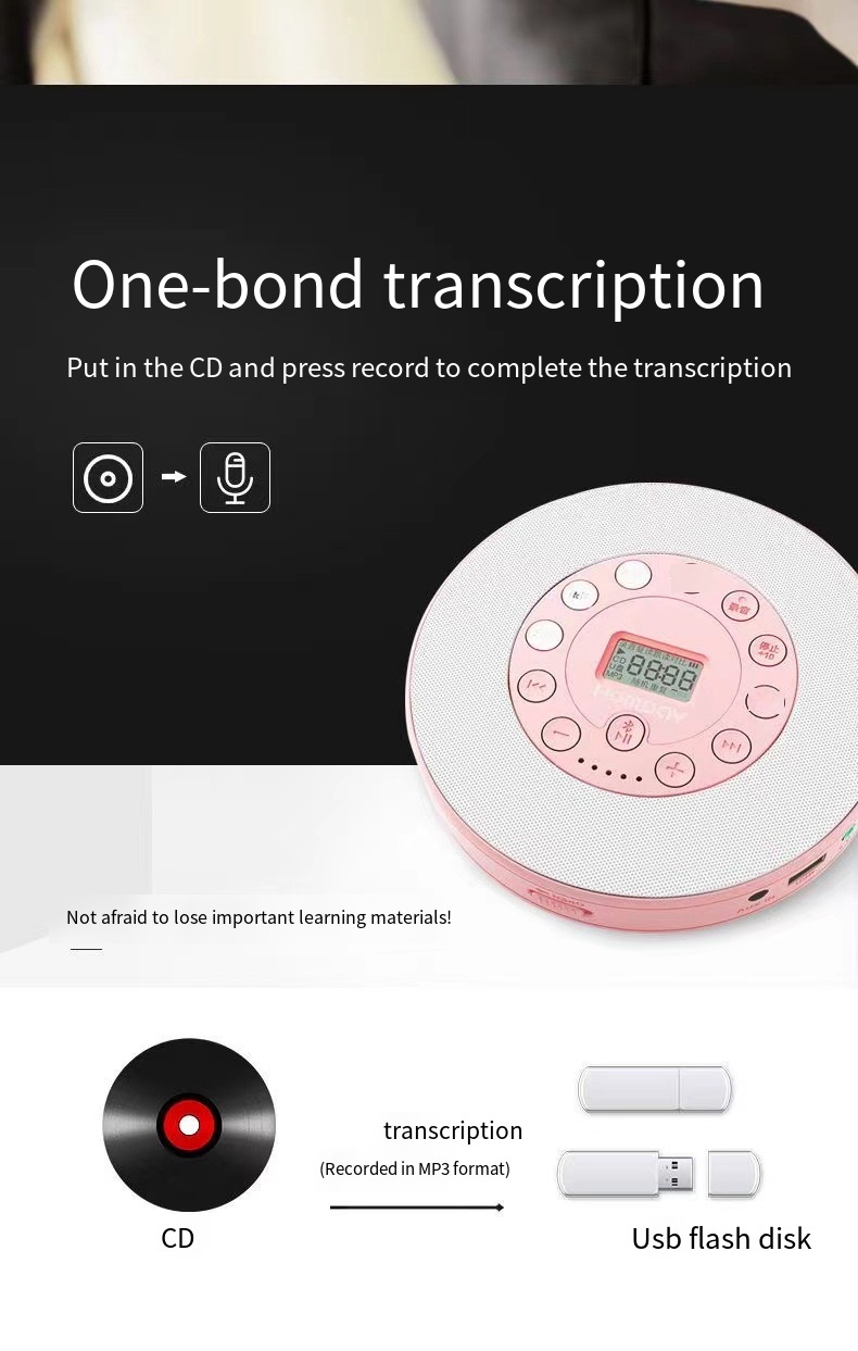Portable Home CD Player Bluetooth Walkman Students English Learning To ...